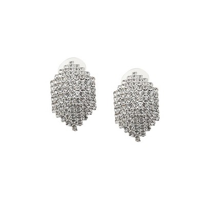 Sohi Women's Silver Embellished Hexagon Drop Earrings : Target