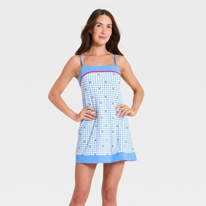 Women's Everyday Soft Active Court Dress - All In Motion™ Blue Gingham ...