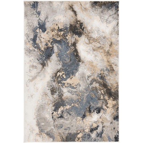 Pyramid Pyr227 Power Loomed Indoor Area Rug - Grey/navy Gold - 4'5"x6'5 ...