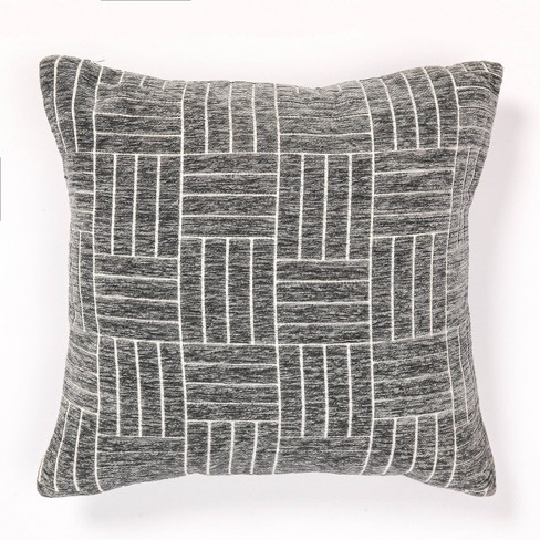 18"x18" Staggered Striped Chenille Jacquard Pillow For Couch, Indoor ...