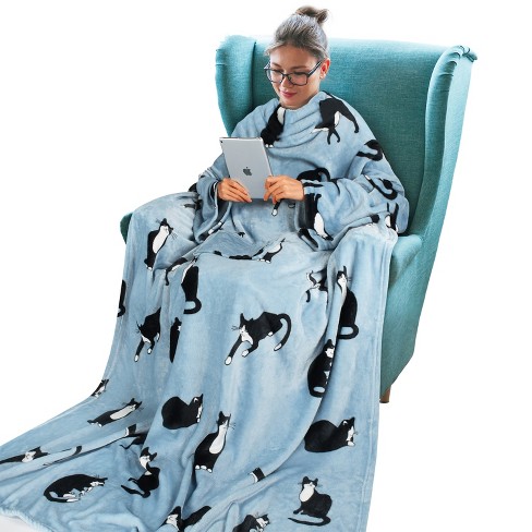 Tirrinia Adult Wearable Fleece Blanket With Sleeves, Soft Cozy Tv ...