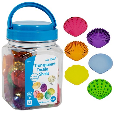 Edx Education Tactile Shells, Transparent, Mini Jar, Set Of 72 : Target