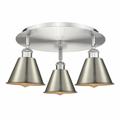 Innovations Lighting Ballston 3 - Light Flush Mount In Satin Nickel ...