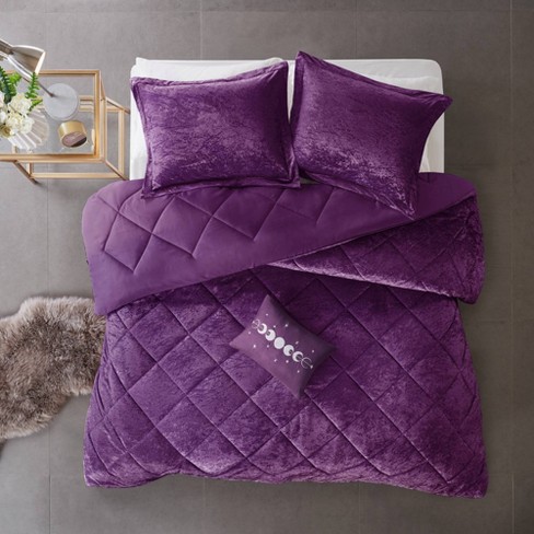 Intelligent Design 4pc Full/queen Alyssa Velvet Quilted Diamond Ultra ...