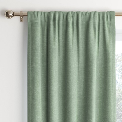 Room Darkening Heathered Thermal Window Curtain Panel Green - Room ...