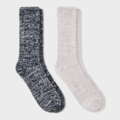 Women's Marled 2pk Cozy Crew Socks - Auden™ Ivory/charcoal Gray 4-10 ...