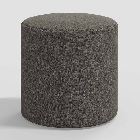 Round Thalia Ottoman In Textured Linen Zuma Charcoal - Threshold™: Pine ...