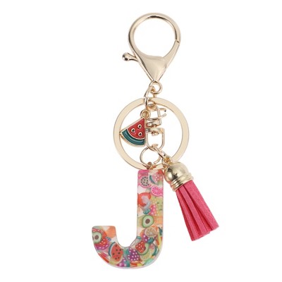 Unique Bargains Letter J Key Pendant Fruit Keyring with Initial Letters ...