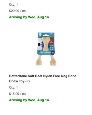 Betterbone Soft Beef Nylon Free Dog Bone Chew Toy - S : Target