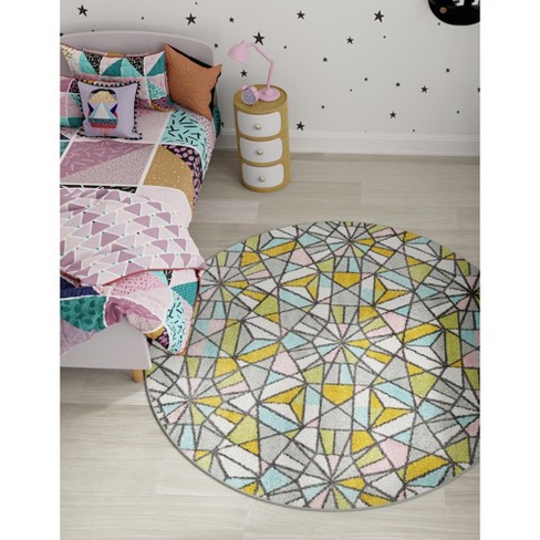 Unique Loom Whimsy Kids Collection Area Rug - Vivid (5' 1" Round Multi ...