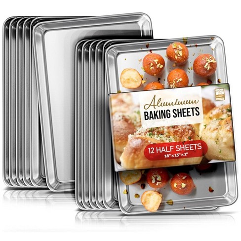Joytable Aluminum Baking Sheet Set, 12 Pack Commercial Cookie Sheet Set ...