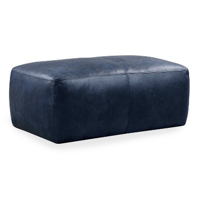 Dark blue leather ottoman store