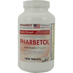 Pharbetol Acetaminophen 325 mg Tablets for Temporary Pain Relief, 1000 ...