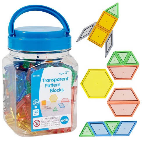 Edx Education Transparent Pattern Blocks, Mini Jar, Set Of 120 : Target