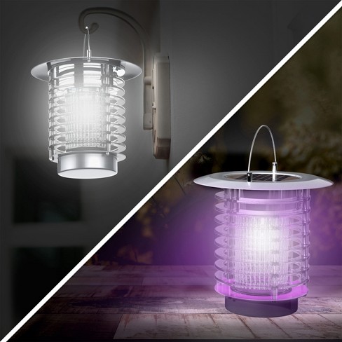 Nature Spring 2-in-1 Portable Led Lantern & Bug Zapper Uv Lamp – Silver ...