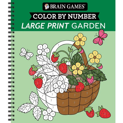Brain Games - Color By Number - Large Print: Garden - By Publications ...