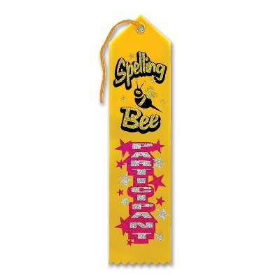 Beistle 2" X 8" Spelling Bee Participant Award Ribbon Yellow 9/pack ...