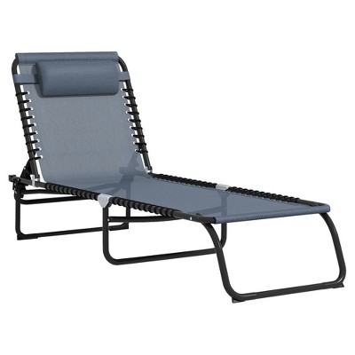 Folding Chaise Lounge Pool Chair With 4-position Reclining Back ...