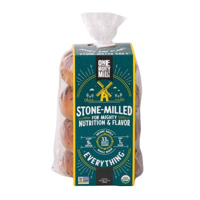 One Mighty Mill Whole Wheat Everything Bagel - 4ct / 13.4oz : Target