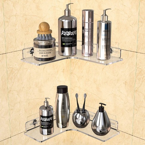 Geekdigg 10 "x 11 " Acrylic Traceless Adhesive Corner Shower Caddy -2 ...