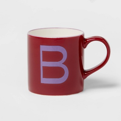 16oz Stoneware Monogram Mug 'B' Maroon - Opalhouse™ : Target