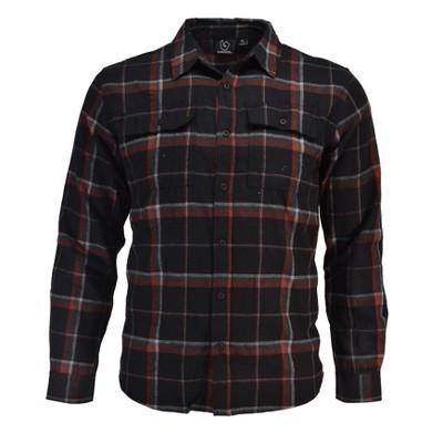 Burnside Mens Modern Fit Yarn Dyed Point Collar Flannel Shirt | Black ...