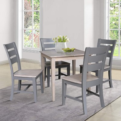 Tangkula 5 Pcs Dining Set Round Tempered Glass Table 4 Fabric Chairs ...