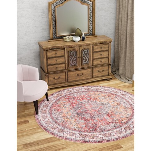 Unique Loom 2' 0 X 2' 0 Sarah Timeless Rust Red Round Area Rug : Target