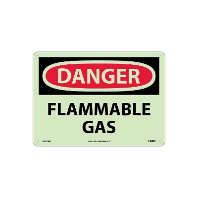 National Marker Danger Signs; Flammable Gas 10x14 Rigid Plasticglow ...