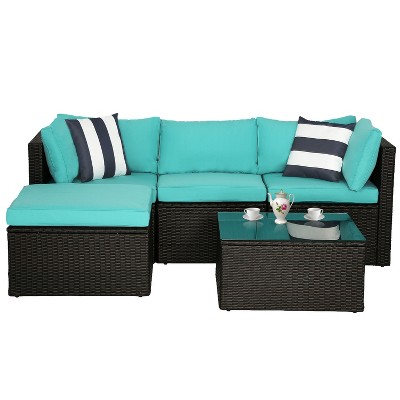 Pure Garden 3pc Outdoor Patio Rattan Furniture Set With Sectional ...