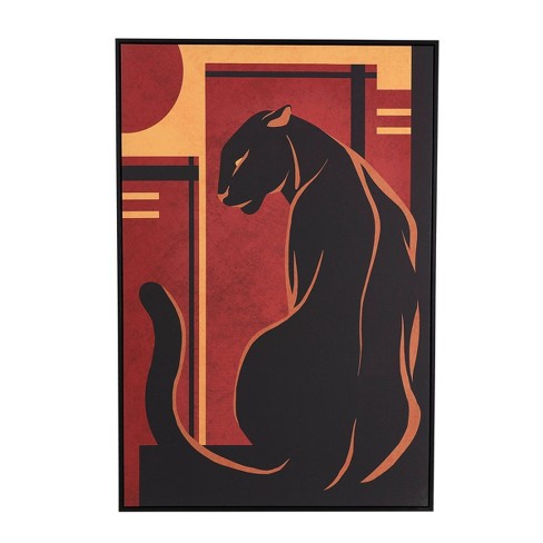 49"x33" Canvas Leopard Framed Wall Art Red - Olivia & May: Eclectic ...