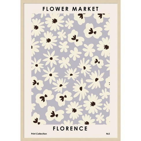 29"x41" Flower Market Florence By Nktn Wood Framed Wall Art Print Brown ...