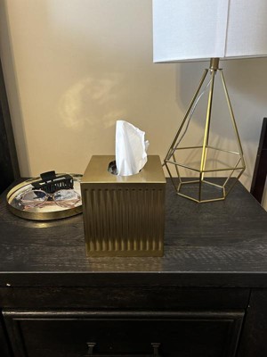 Fluted Brass Bathroom Tissue Box Cover Antique Finish - Hearth & Hand ...