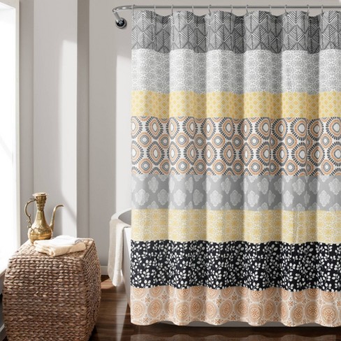 Yellow and gray shower curtain store