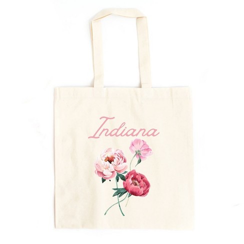 City Creek Prints Indiana Flower Colorful Canvas Tote Bag - 15x16 ...
