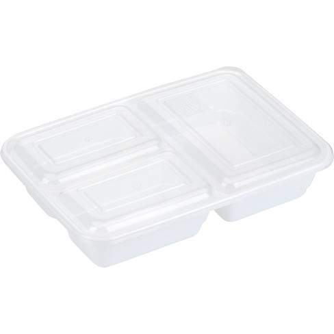 Goodcook Meal Prep 3 Compartment Rectangle White Containers + Lids ...