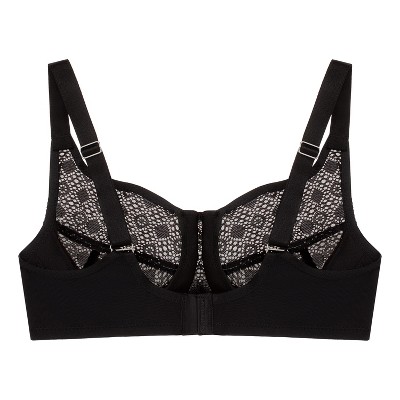 Glamorise Womens Lace Comfort Wonderwire Underwire Bra 9855 Black 34h ...