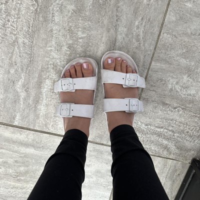 Women's Neida Eva Two Band Footbed Slide Sandals - Shade & Shore™ White ...