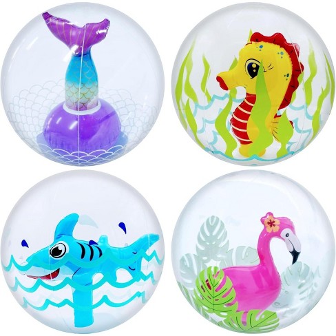 4e's Novelty 3d Beach Balls, Summer Toys For Kids - 4 Pcs Mini Beach ...