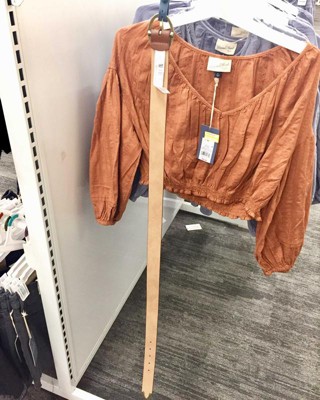 Women's Oval Center Bar Belt - Universal Thread™ Cognac M : Target