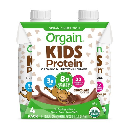 Orgain Kids Chocolate Protein Shake - 4pk/8.25 Fl Oz Cartons : Target