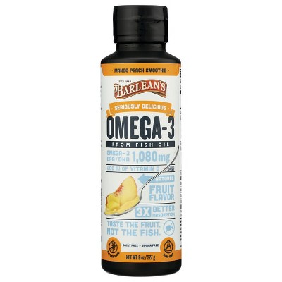 Barlean's Omega-3 - Mango Peach Smoothie 8oz Liquid : Target