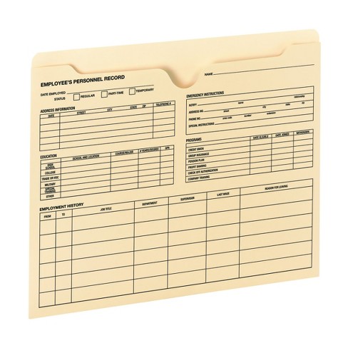 Smead Employee Record File Jacket, Reinforced Straight-cut Tab, Flat-no ...