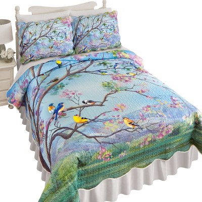 Collections Etc Cardinal & Chickadee Winter Bird Quilt King Burgundy ...