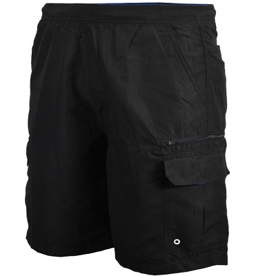 Falcon Bay Men's Rick's Cafe Cargo Pocket Solid Swim Trunk | Black ...
