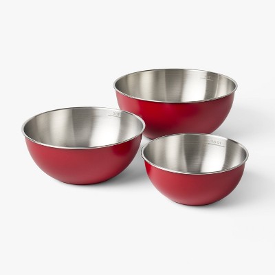 Oster Rosamond 3 Piece Stainless Steel Round Mixing Bowls In Red : Target