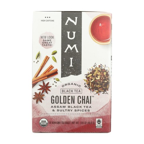 Numi Organic Golden Chai Black Tea - Case Of 6/18 Bags : Target