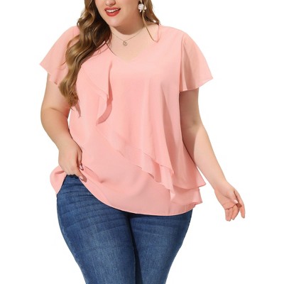 Agnes Orinda Women's Plus Size Elegant V Neck Layered Ruffle Summer ...