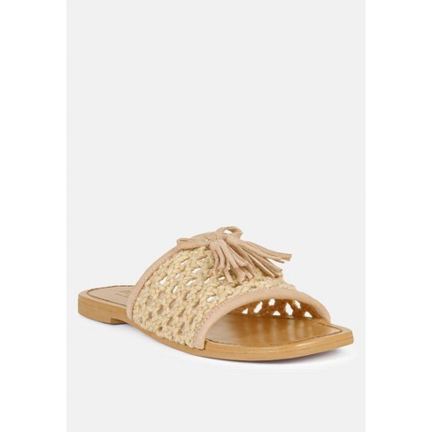 Rag & Co Womens Cedar Handwoven Natural Tan Tassel Flats 9.5us : Target