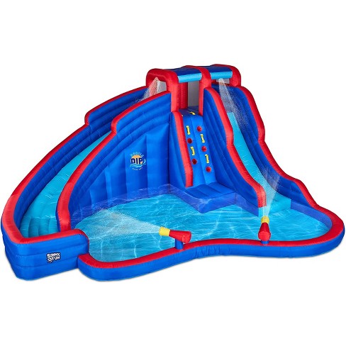 Sunny & Fun Inflatable Kids Backyard Double Water Slide Park With Pool ...